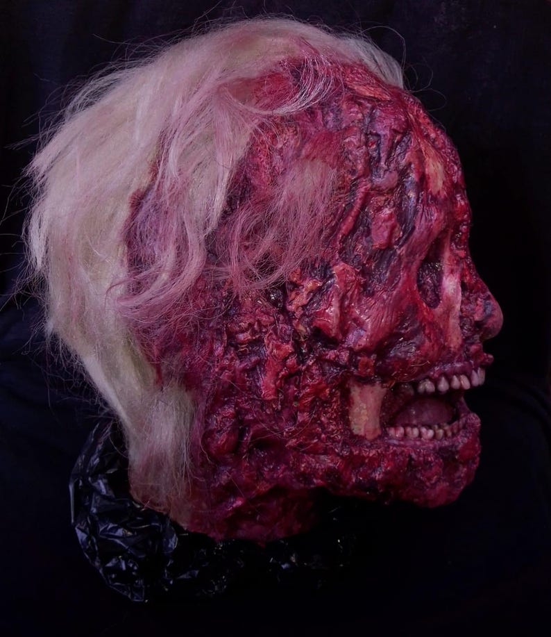 RIPPED FACE Latex MASK Costume Cosplay Halloween Horror Zombie Walking ...