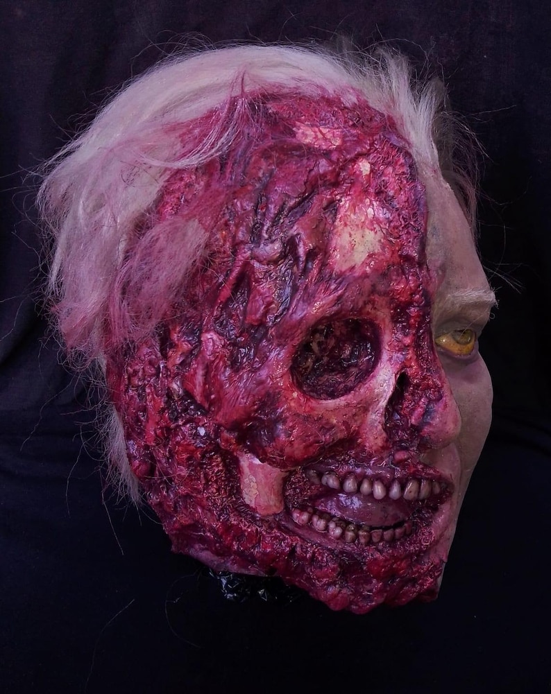 RIPPED FACE Latex MASK Costume Cosplay Halloween Horror Zombie Walking ...