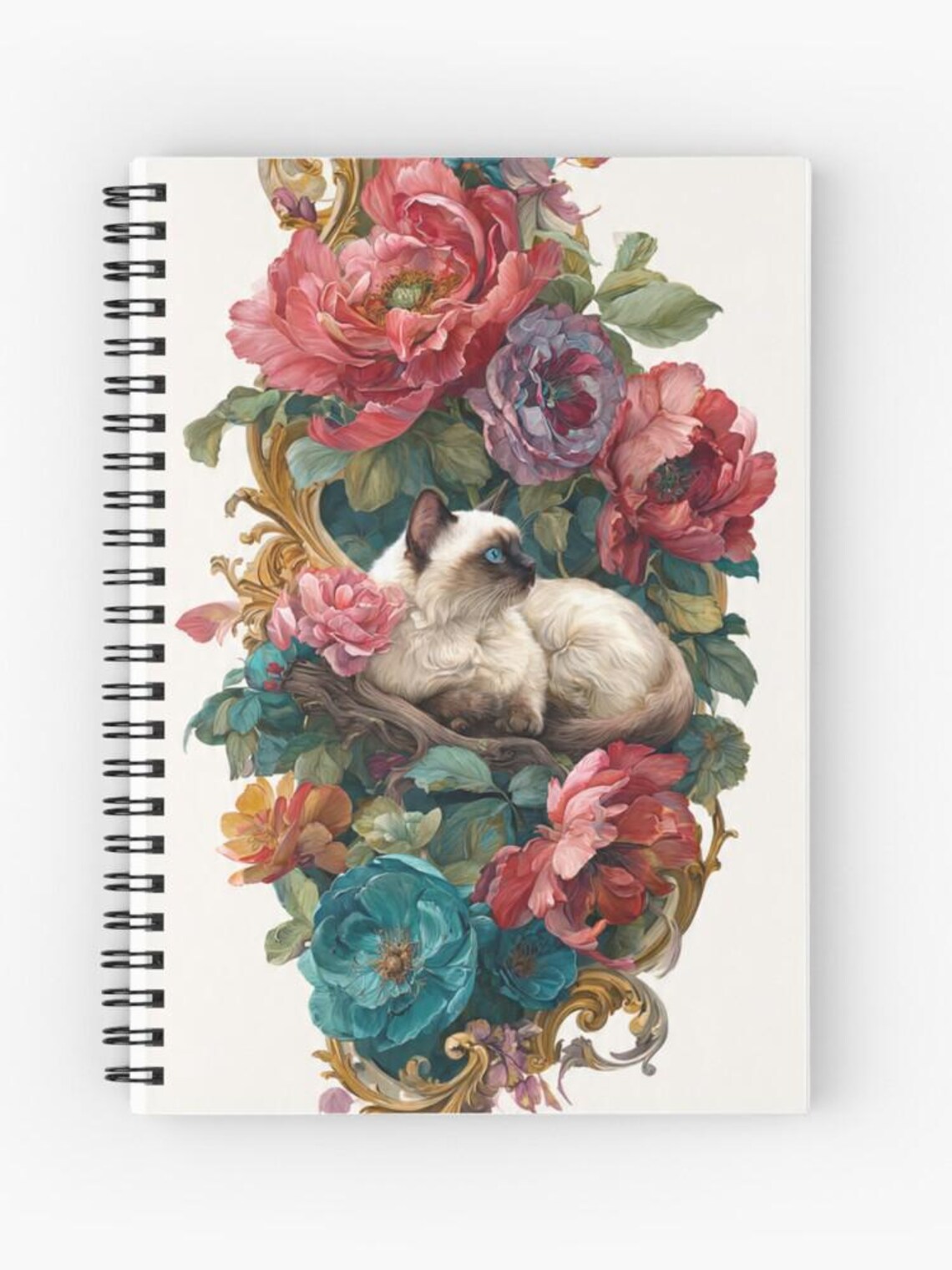 Floral Cat Art Print: Elegant Rococo Illustration (digital JPEG) - Etsy