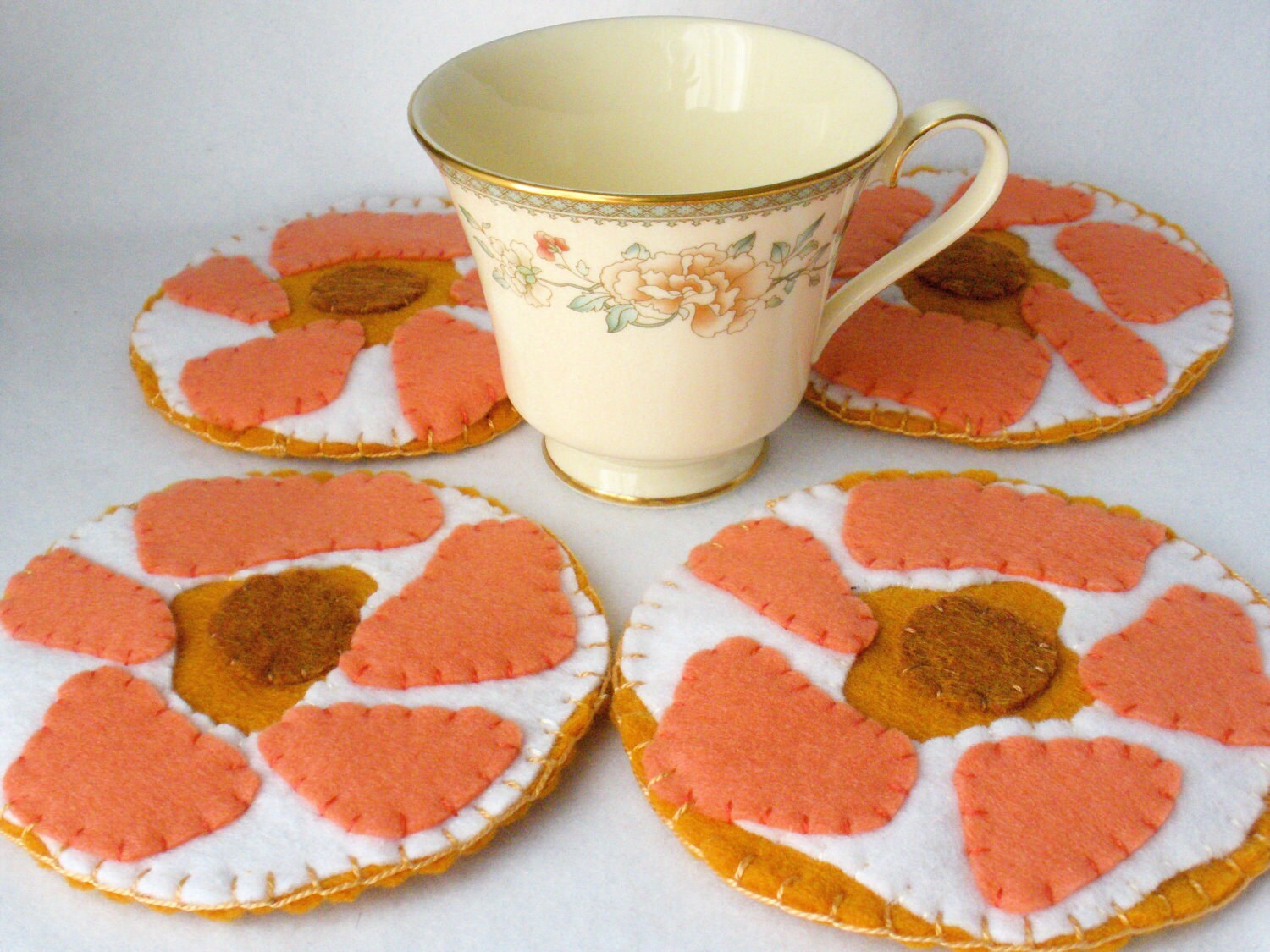 Felt Bagel Coasters Lox and Cream Cheese Hand Stitched | Etsy