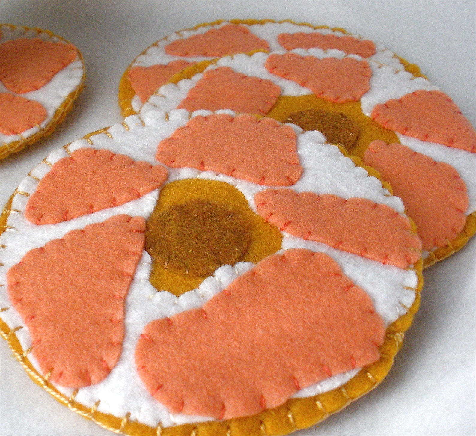 Felt Bagel Coasters Lox and Cream Cheese Hand Stitched | Etsy