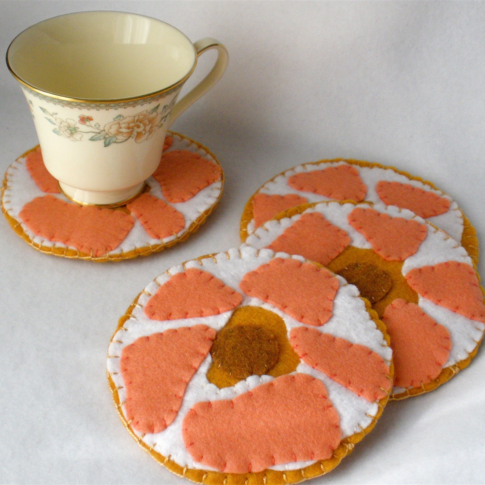 Felt Bagel Coasters Lox and Cream Cheese Hand Stitched | Etsy