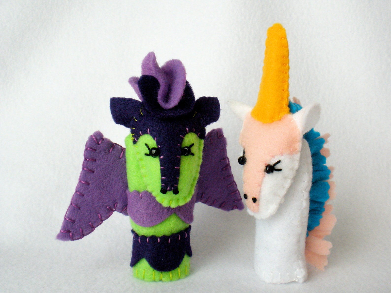 Felt Dragon Finger Puppet 3D Hand Stitched Puppet Purple | Etsy