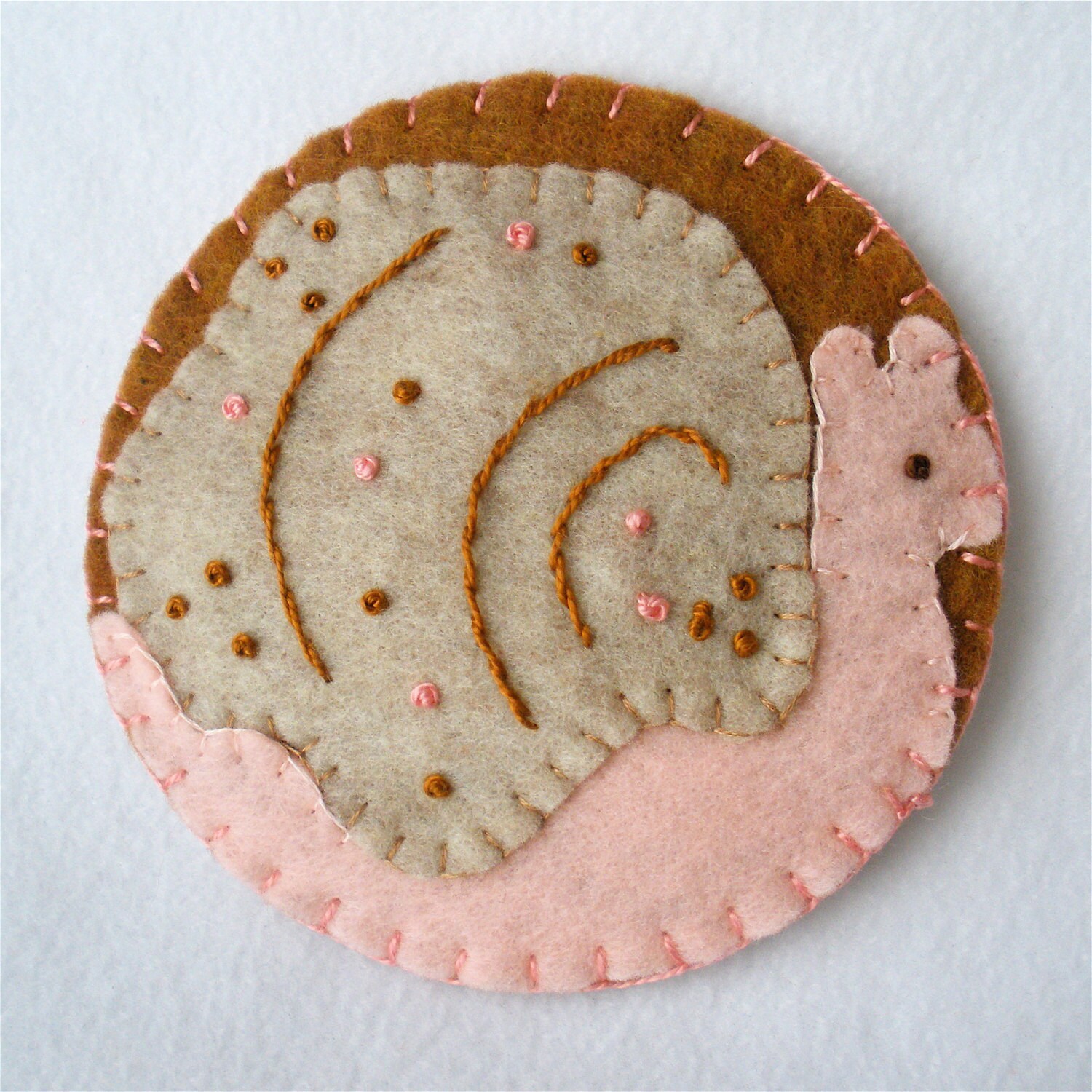 Pink Snail Felt Coasters Pink and Brown Great Sea Snail | Etsy