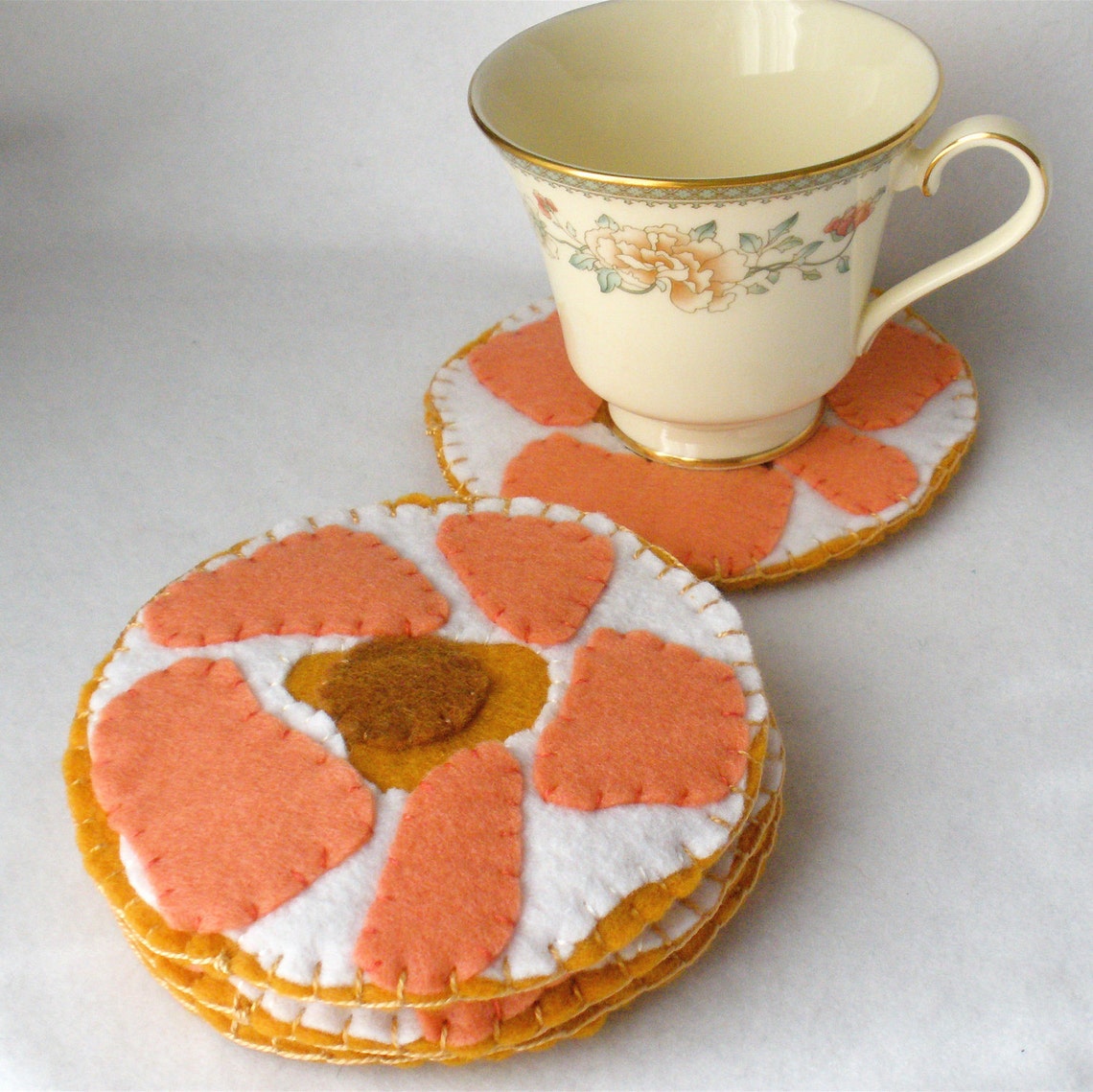 Felt Bagel Coasters Lox and Cream Cheese Hand Stitched | Etsy