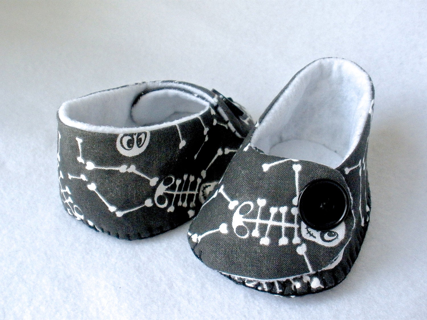 Boys Baby Shoes Skeleton Booties Hand Stitched Halloween - Etsy