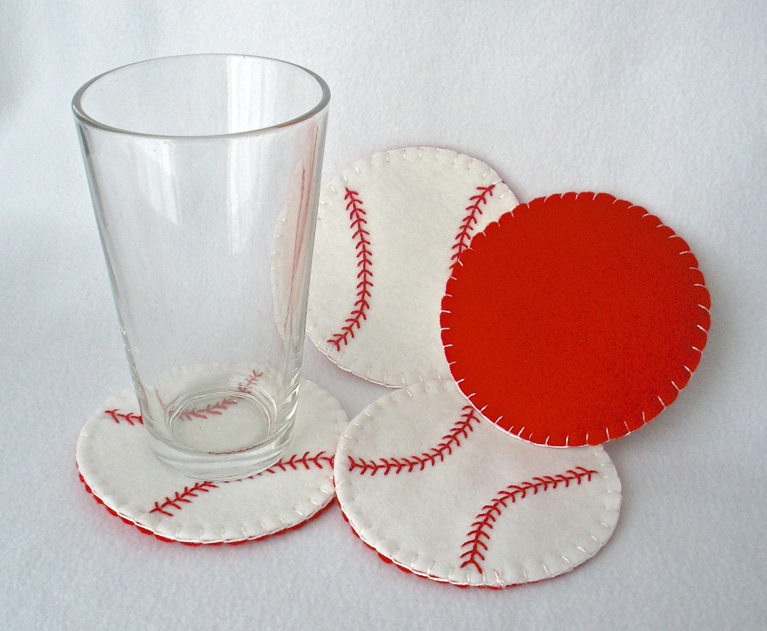 Felt Baseball Coasters Mugmats Set of Four Hostess Gift - Etsy