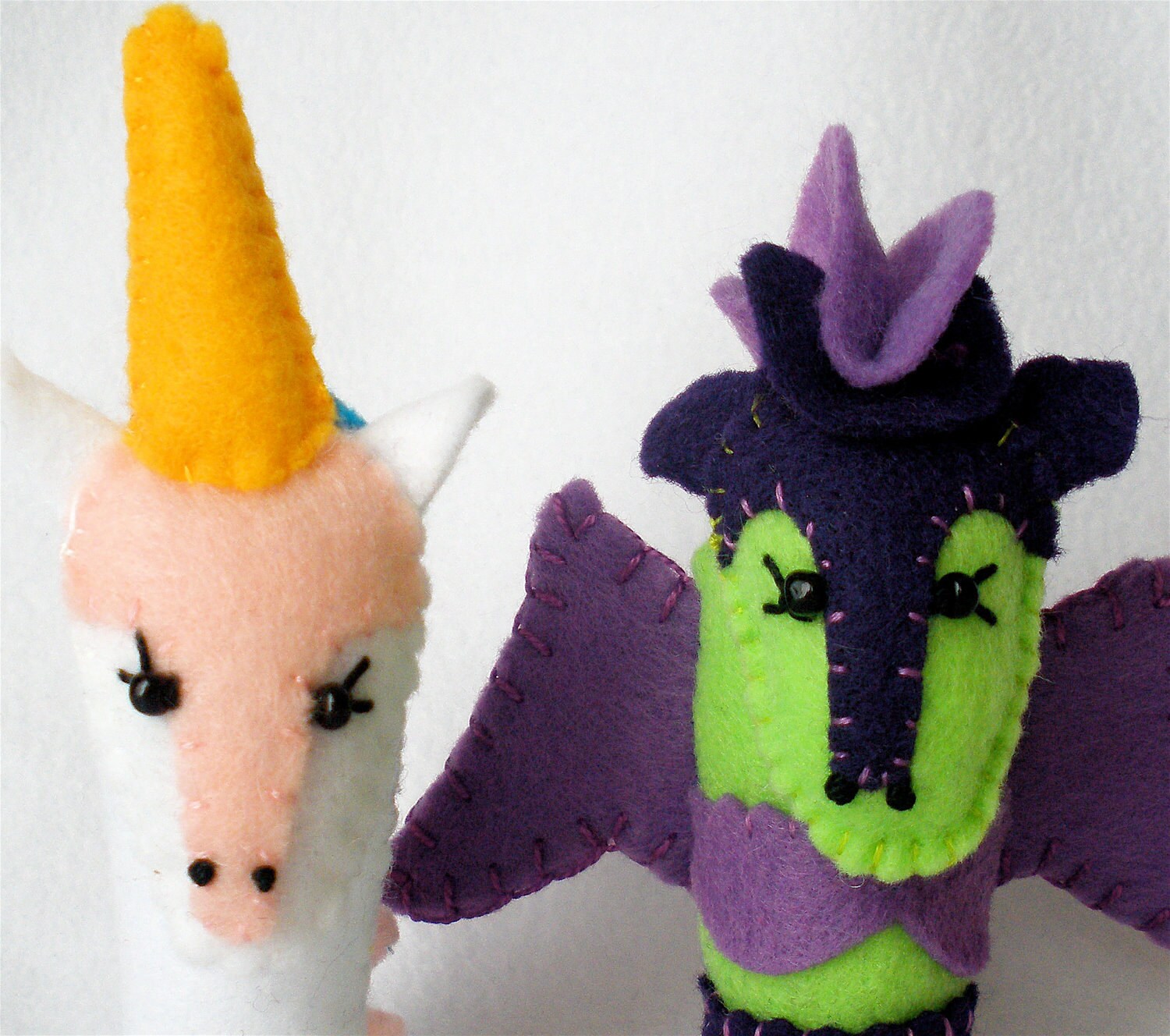 Felt Dragon Finger Puppet 3D Hand Stitched Puppet Purple | Etsy