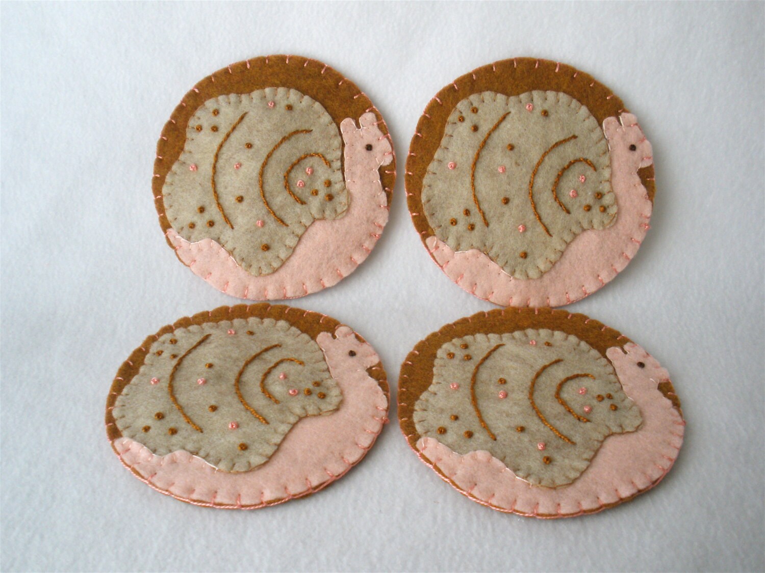 Pink Snail Felt Coasters Pink and Brown Great Sea Snail | Etsy