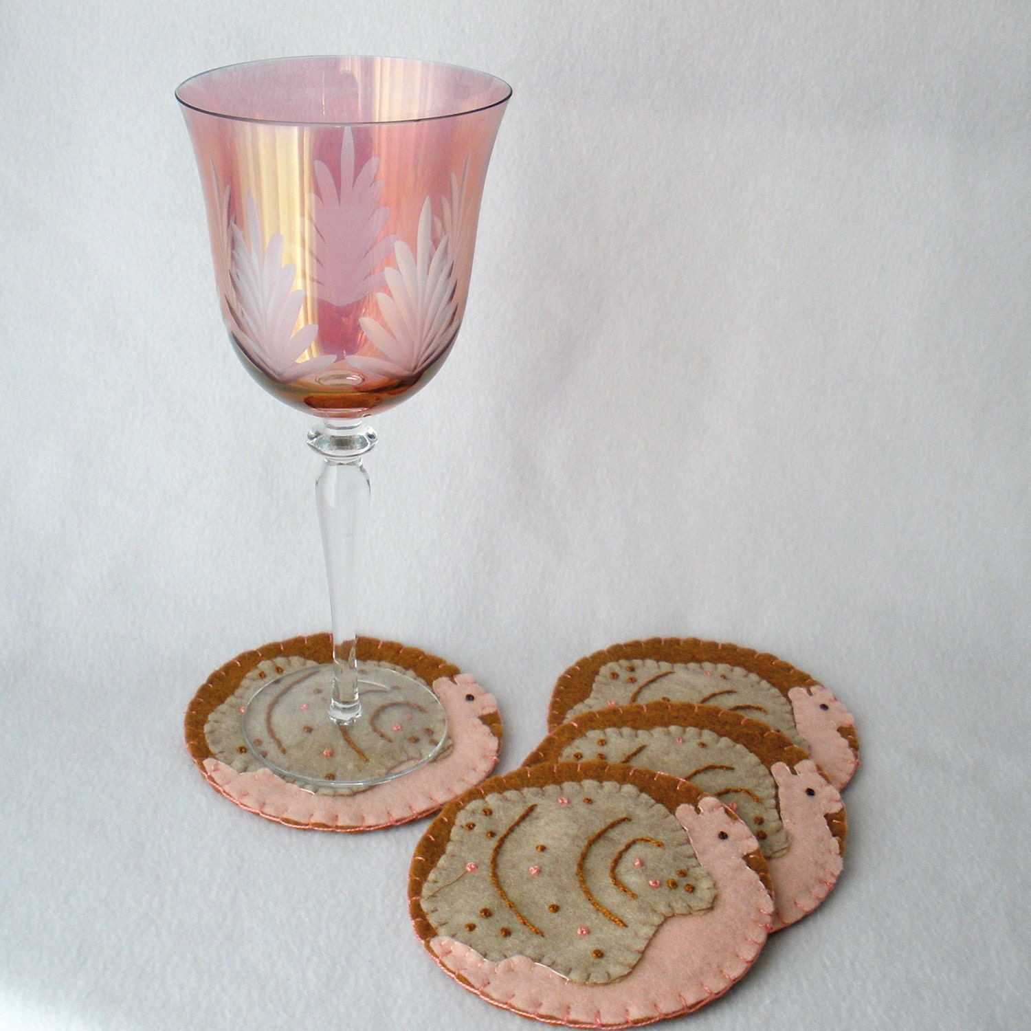 Pink Snail Felt Coasters Pink and Brown Great Sea Snail | Etsy