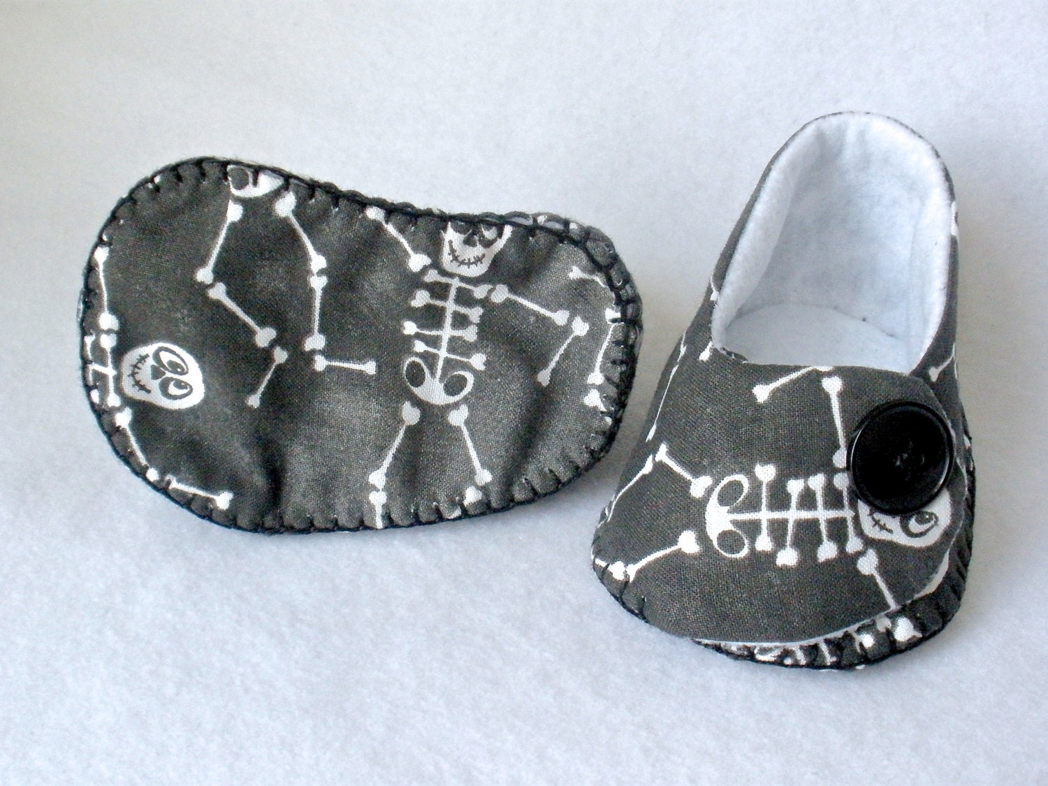 Boys Baby Shoes Skeleton Booties Hand Stitched Halloween - Etsy