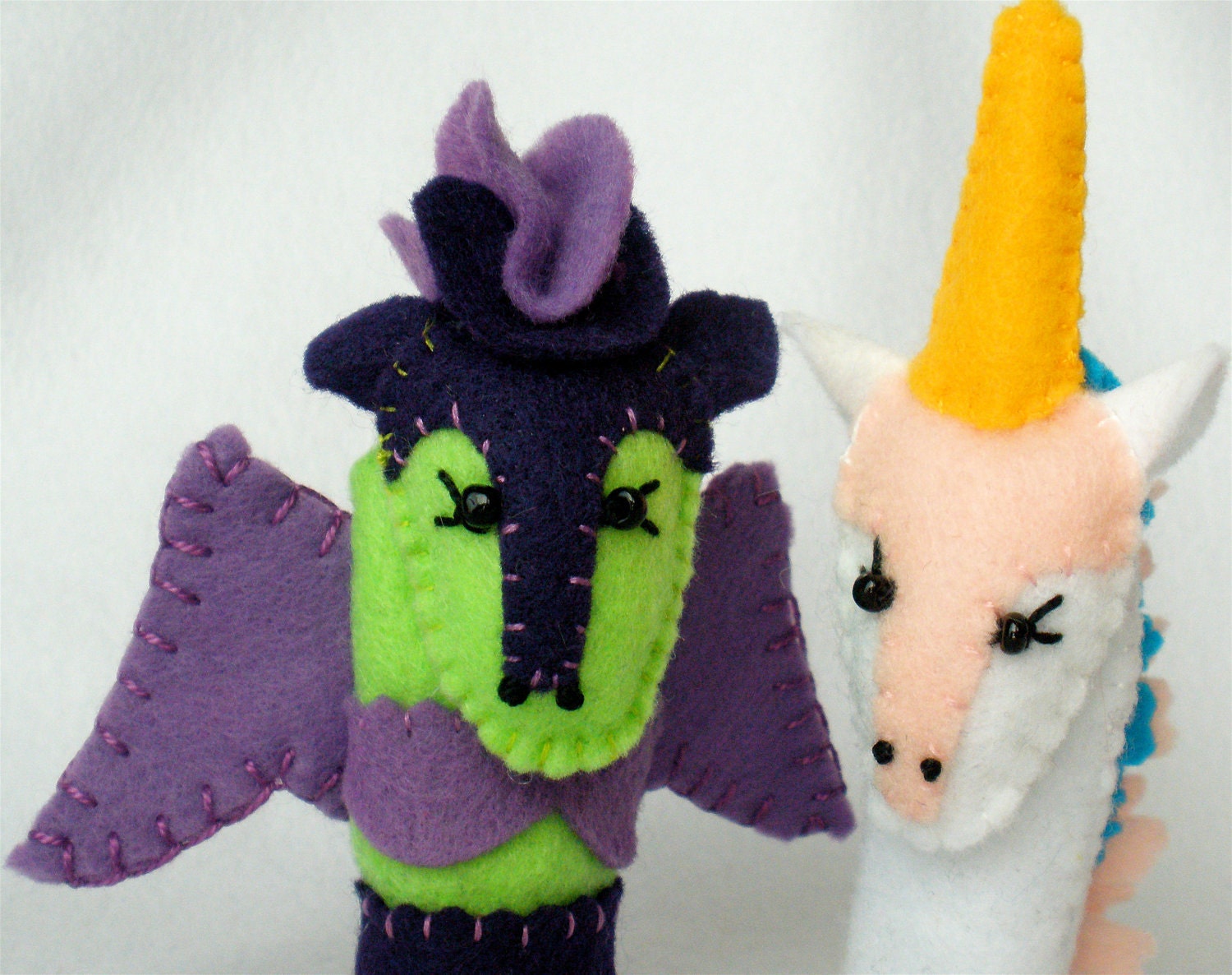 Felt Dragon Finger Puppet 3D Hand Stitched Puppet Purple | Etsy