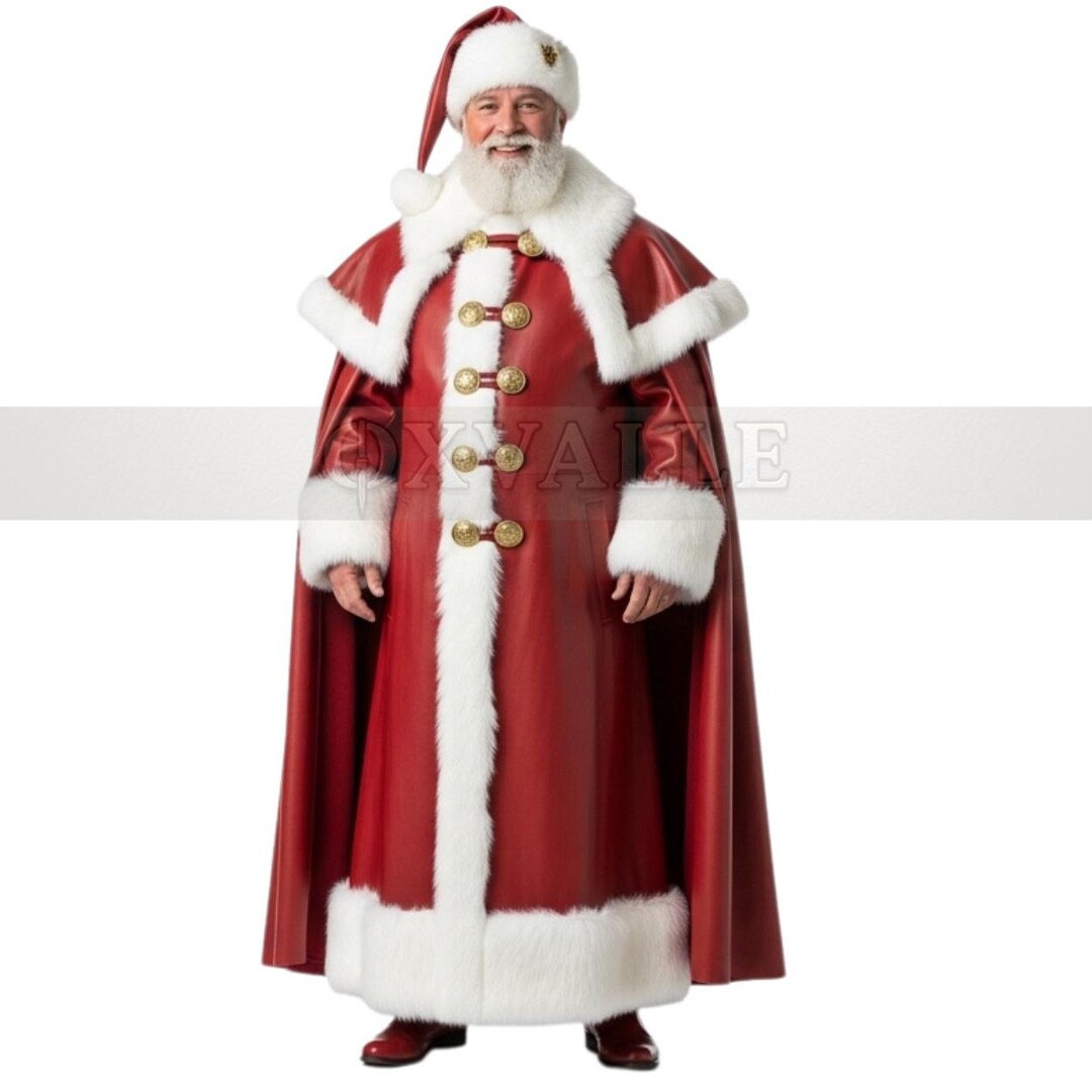 Genuine Leather Santa Suit: Deluxe Christmas Cosplay With Fur Trim - Etsy