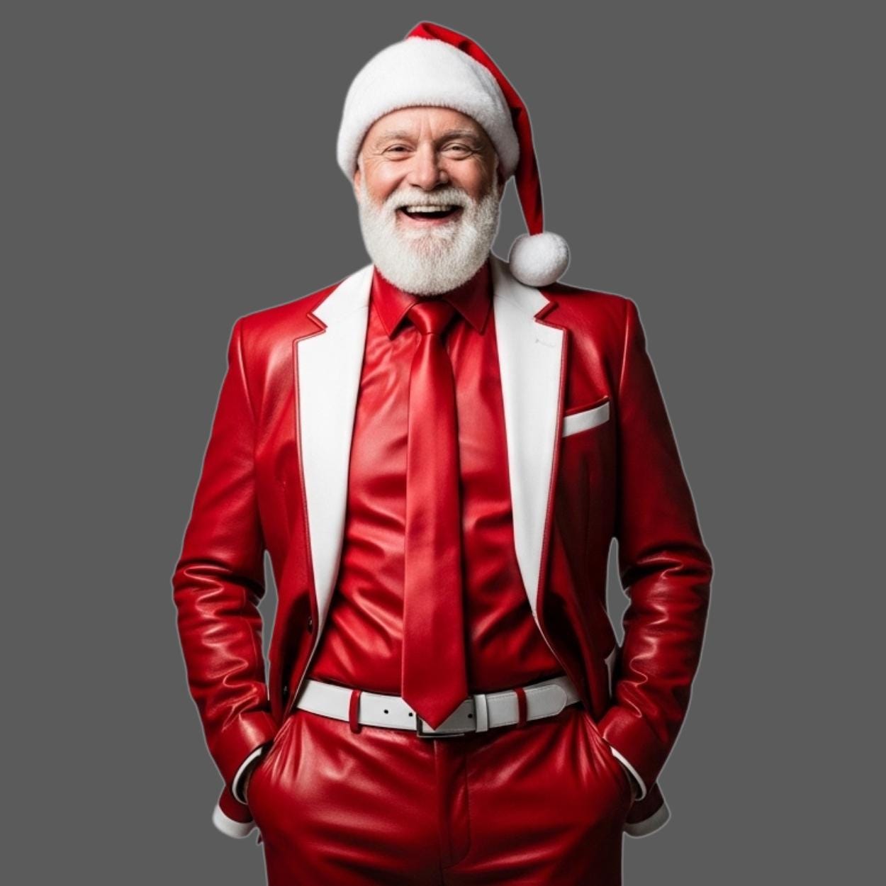Genuine Leather Santa Suit: 5-piece Red Christmas Costume - Etsy