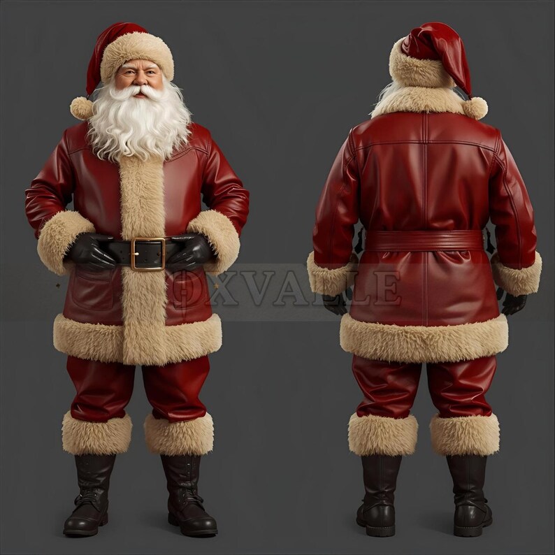 Handmade Luxury Santa Suit: Red Coat, Beige Fur Trim - Christmas ...
