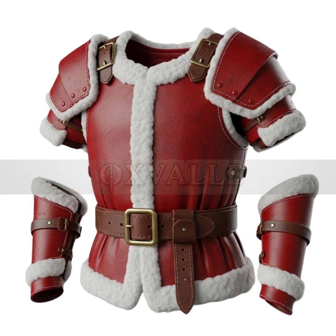 Handmade Christmas Cosplay Leather Armor Set: Red Fur Trim - Etsy