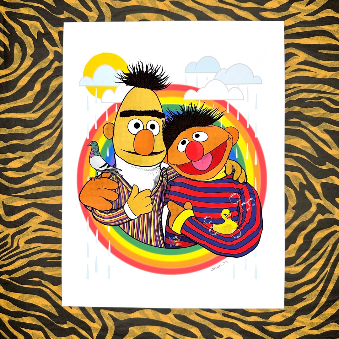 Bert & Ernie Pigeon Rubber Duckie Portrait Art Print - Etsy
