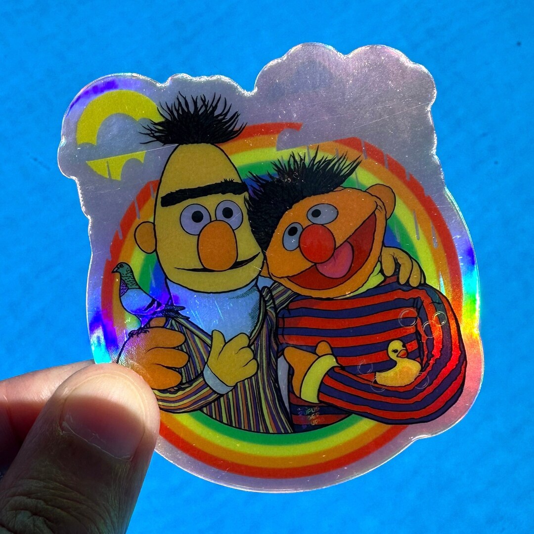 Bert & Ernie Duckie Pigeon Holographic Rainbow Vinyl Sticker - Etsy