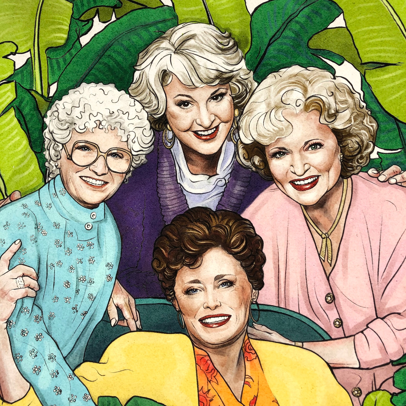 The Golden Girls Original Illustration Art Print Sophia Dorothy Blanche ...