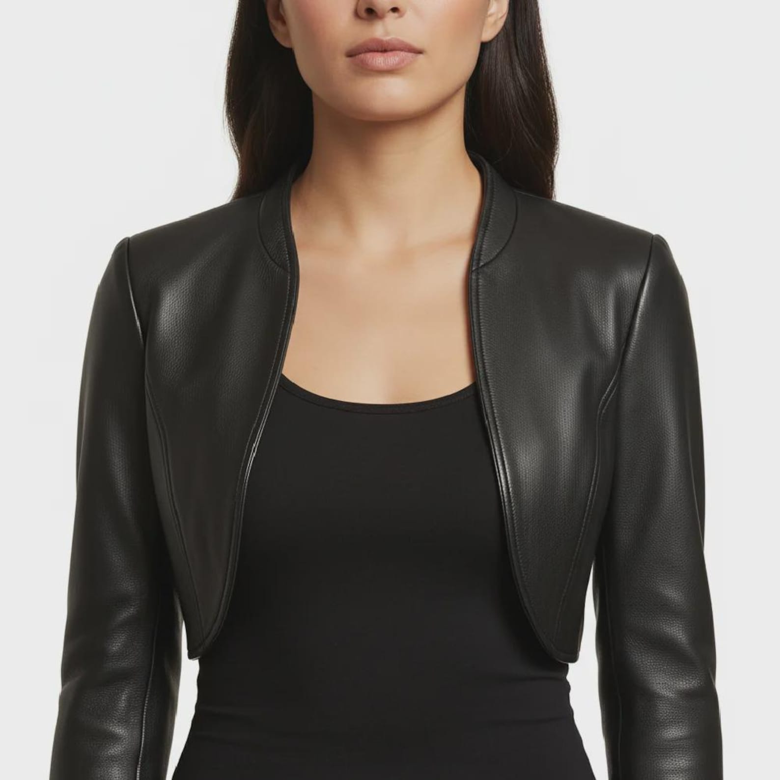 Women's Handmade Black Cropped Bolero Leather Jacket - Women's Cropped ...