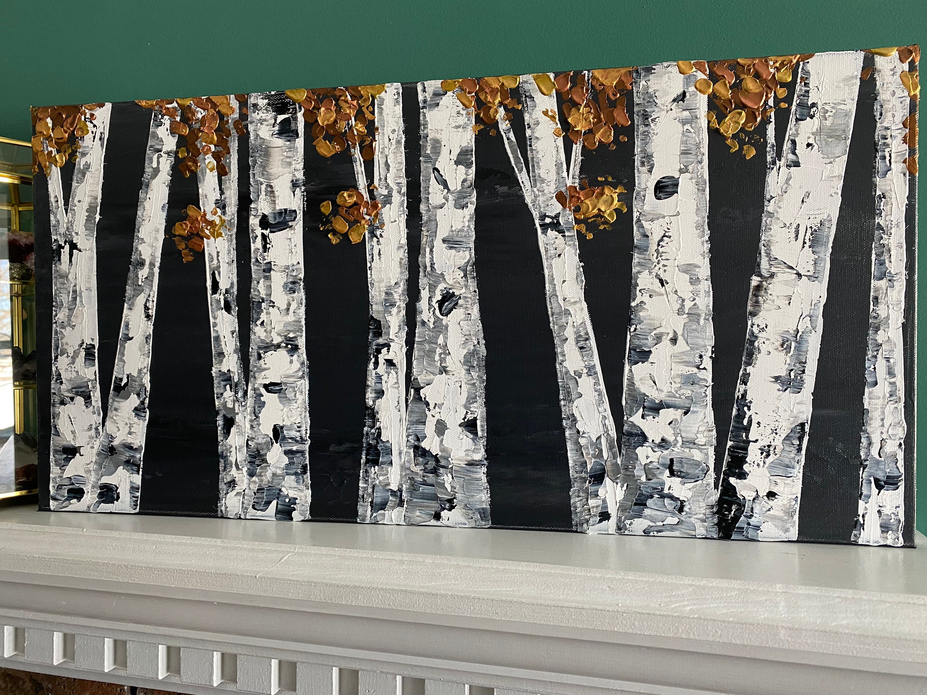 Original Painting Tree Aspen Birch Artwork Wall Art Canvas | Etsy