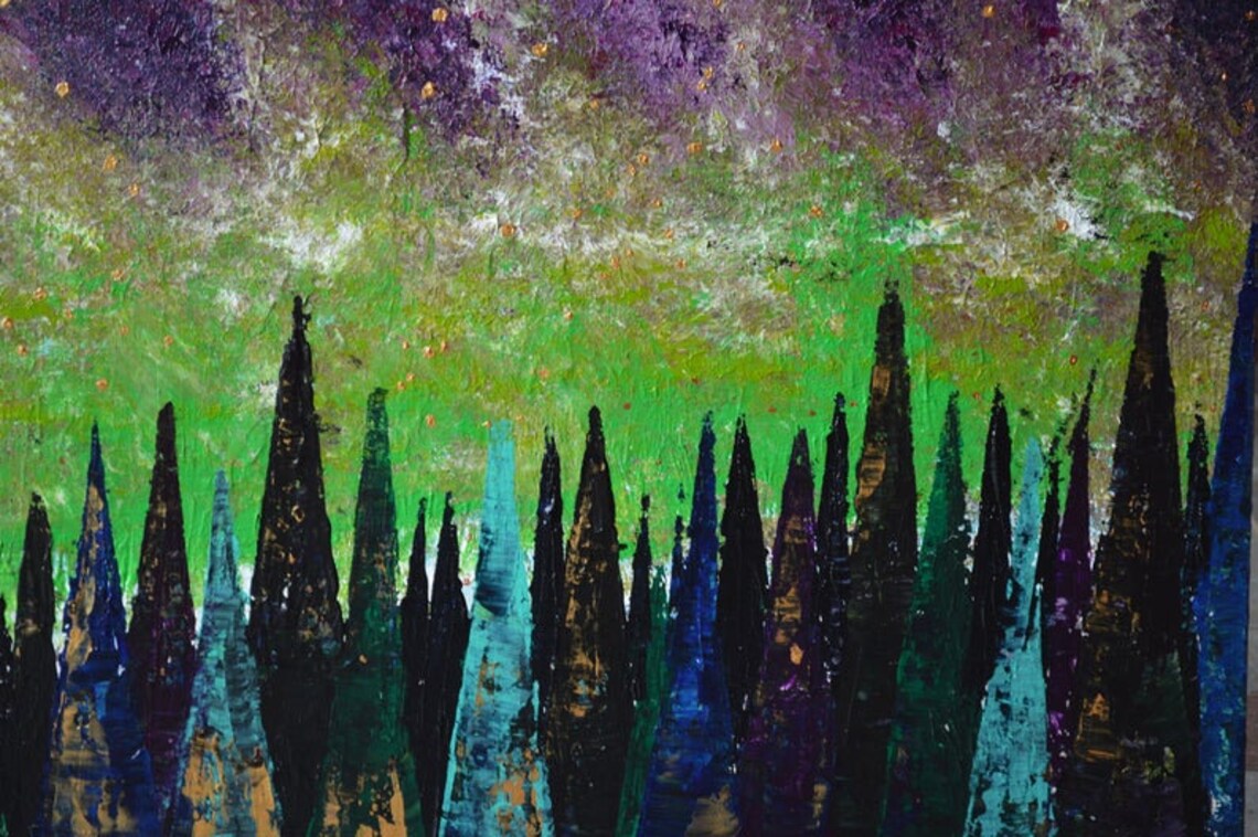 Original Aurora Borealis Abstract Modern Wall Art Galaxy Wanderlust ...