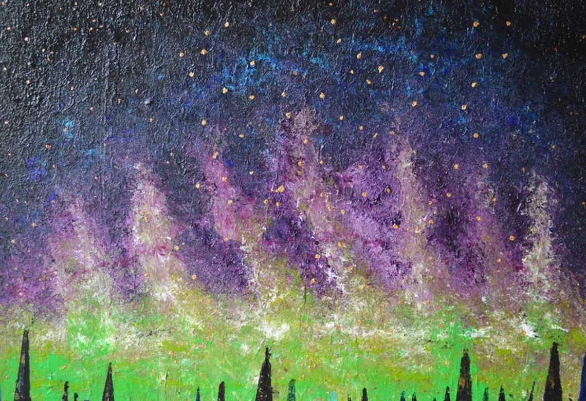 Original Aurora Borealis Abstract Modern Wall Art Galaxy Wanderlust ...