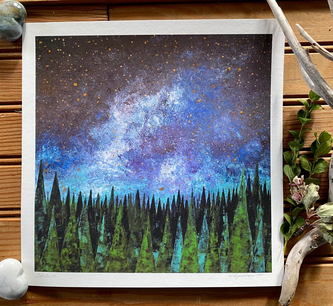 Original Acrylic Painting Art Print Night Sky Milky Way Starry Night ...