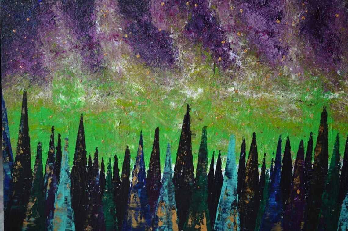 Original Aurora Borealis Abstract Modern Wall Art Galaxy Wanderlust ...