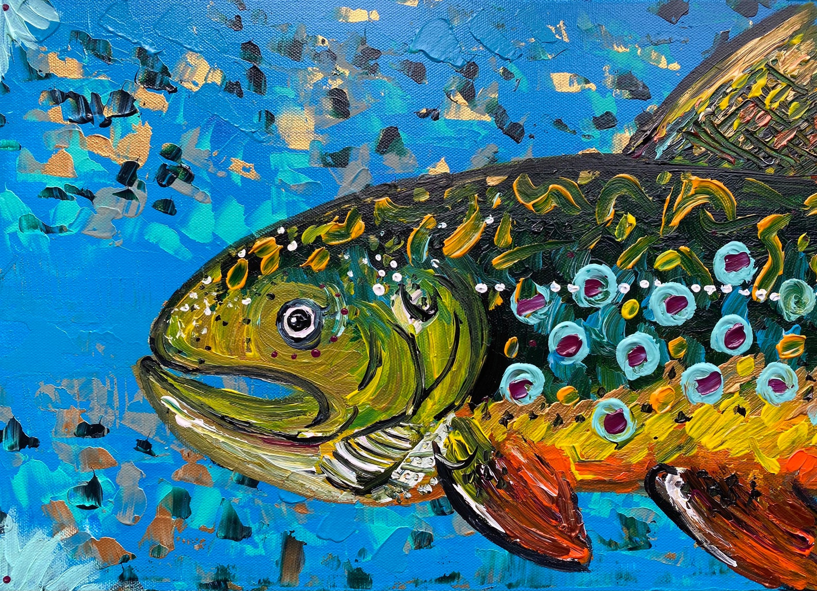 Original Fish Art Brook Trout Michigan State Fish Acrylic | Etsy