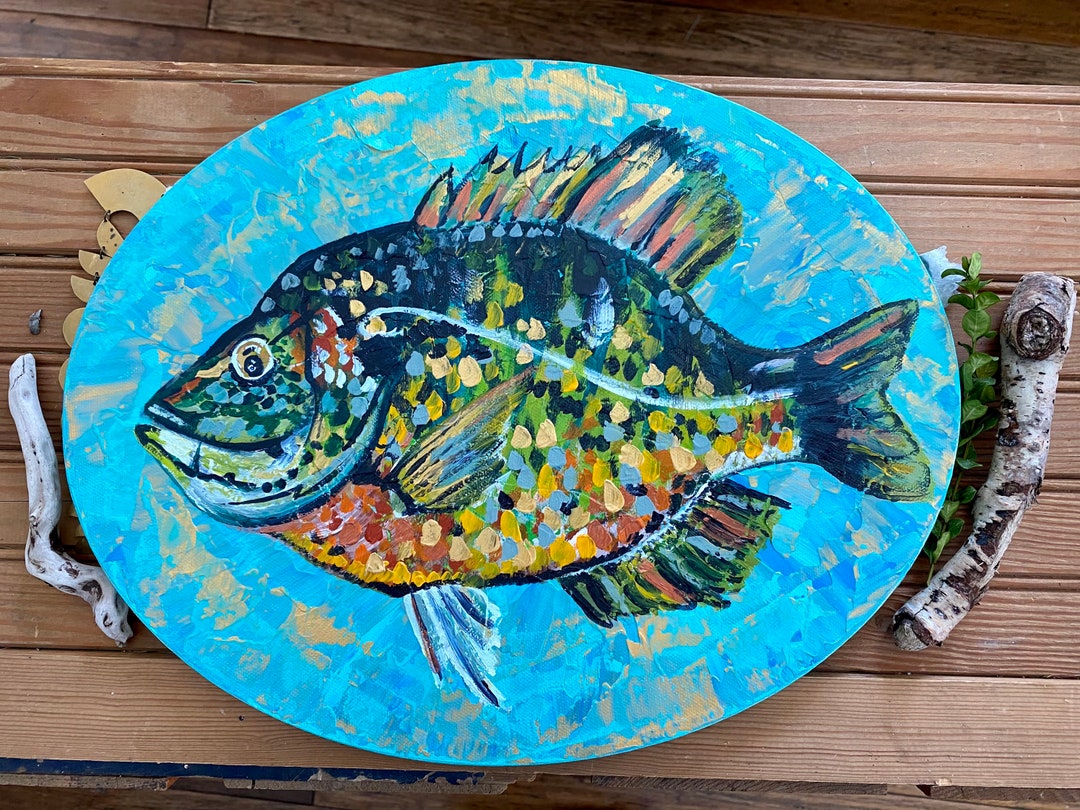 Original Fish Art Blue Gill Michigan State Fish Acrylic Textured ...