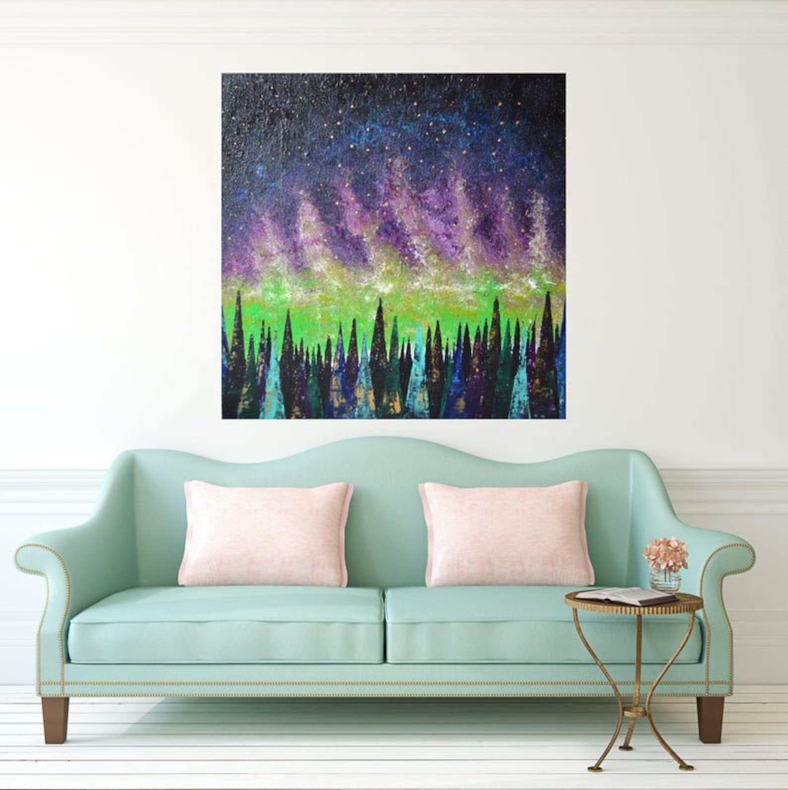Original Aurora Borealis Abstract Modern Wall Art Galaxy Wanderlust ...