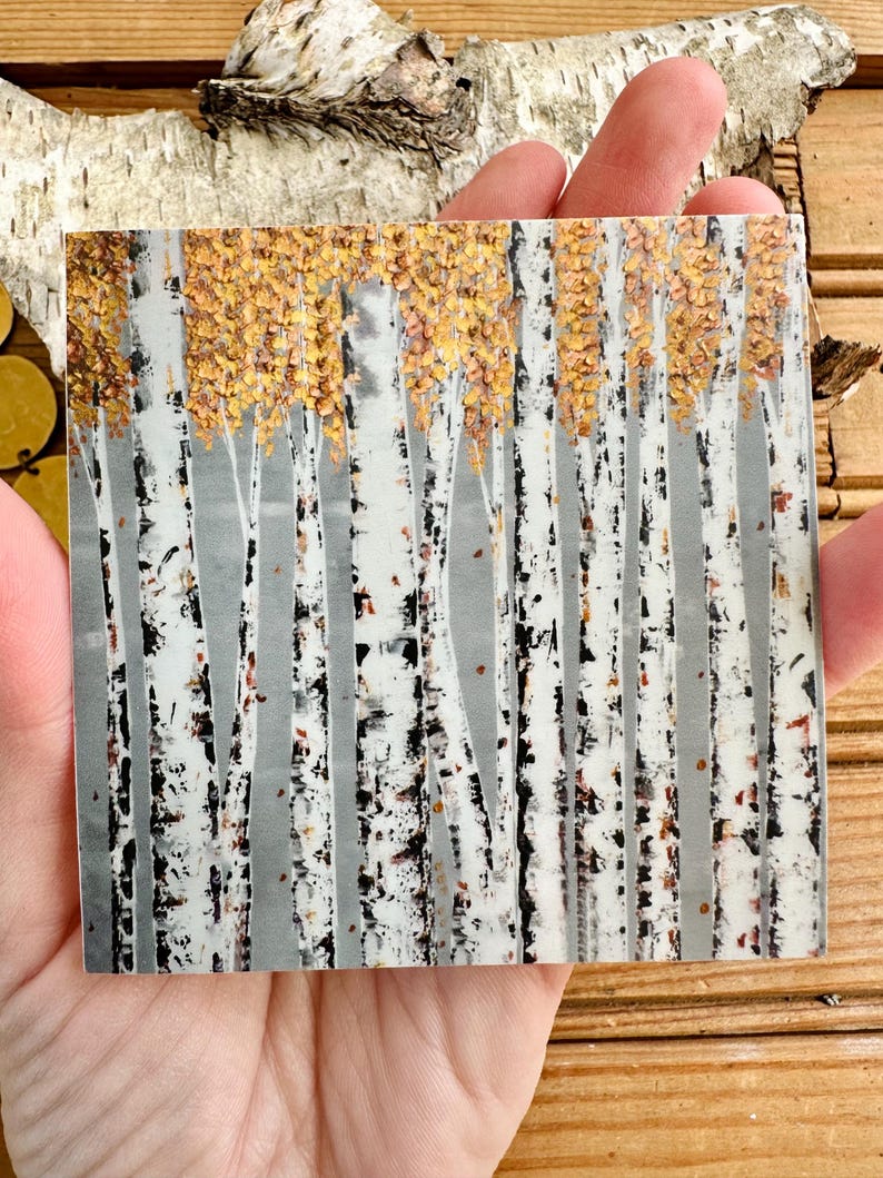 Aspen Birch Tree Sticker, Fall Forest Landscape Art Decal - Etsy