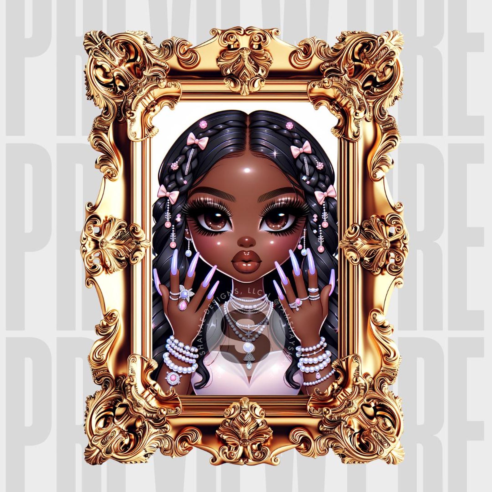 Chibi Nail Art Clipart Set – Black Girl Bratz-inspired Doll ...