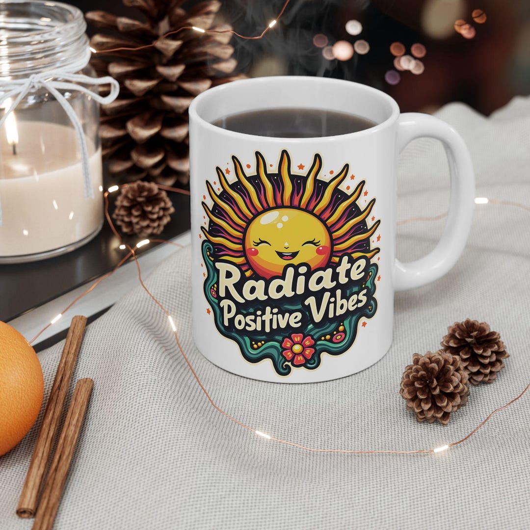 Retro Sun Coffee Mug: 70s Psychedelic Flower Power Gift - Etsy