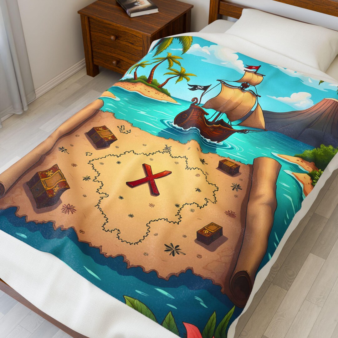 Pirate Ship Treasure Map Plush Blanket: Cozy Kids Throw - Etsy