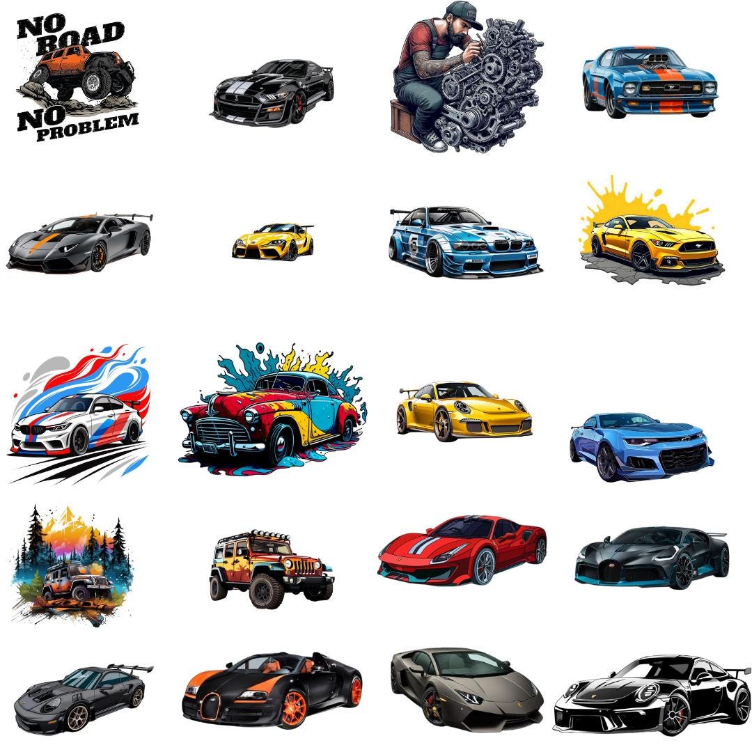 Watercolor Sports Car PNG: Classic Automobile Clipart (digital Download ...