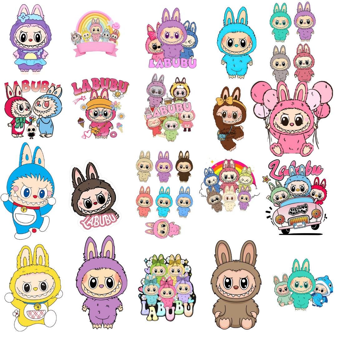 Labubu PNG Design Bundle Cute Labubu Clipart Set Digital PNG Bundle ...