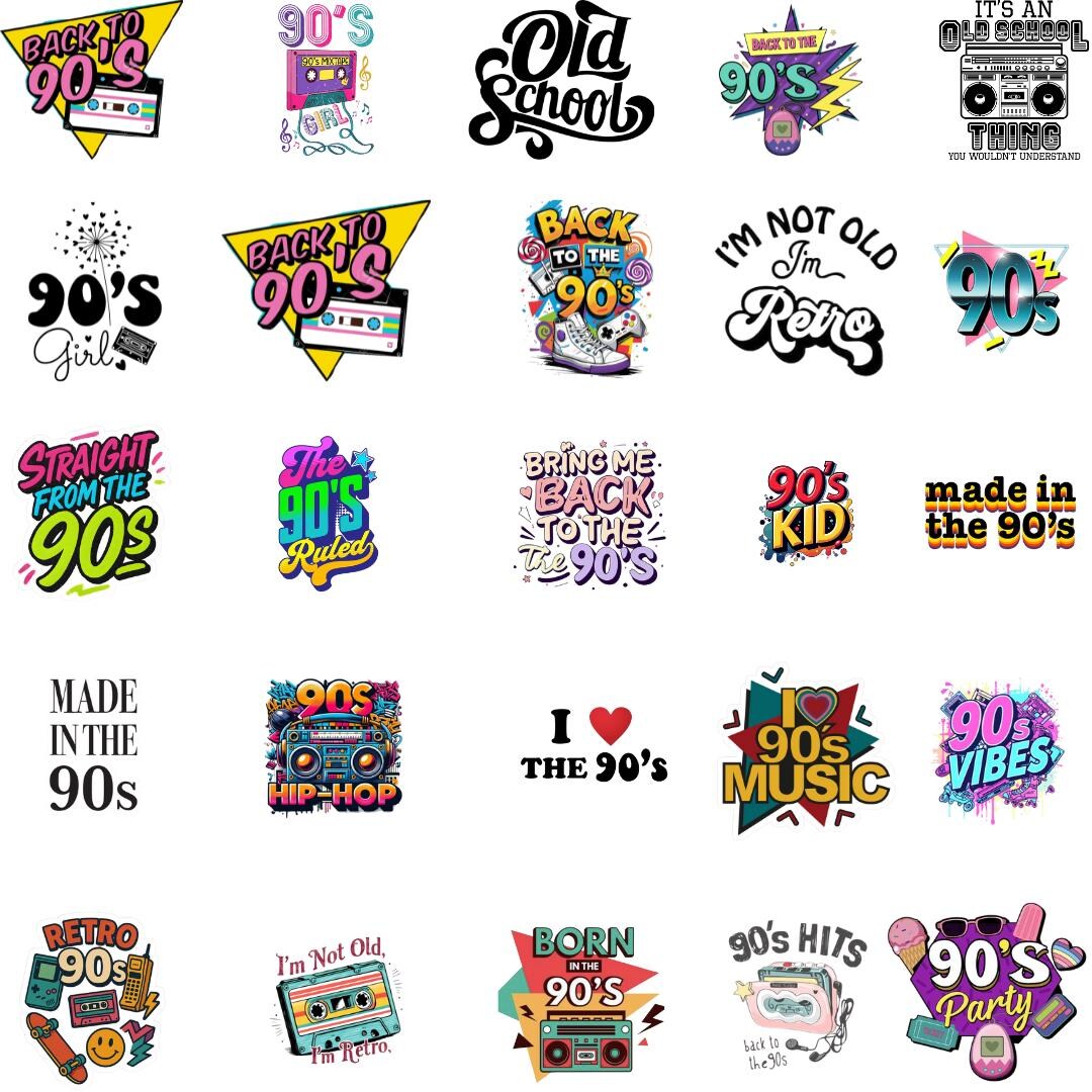 Retro 90s PNG Bundle, Vintage 90s Clipart, Nostalgia Sublimation ...