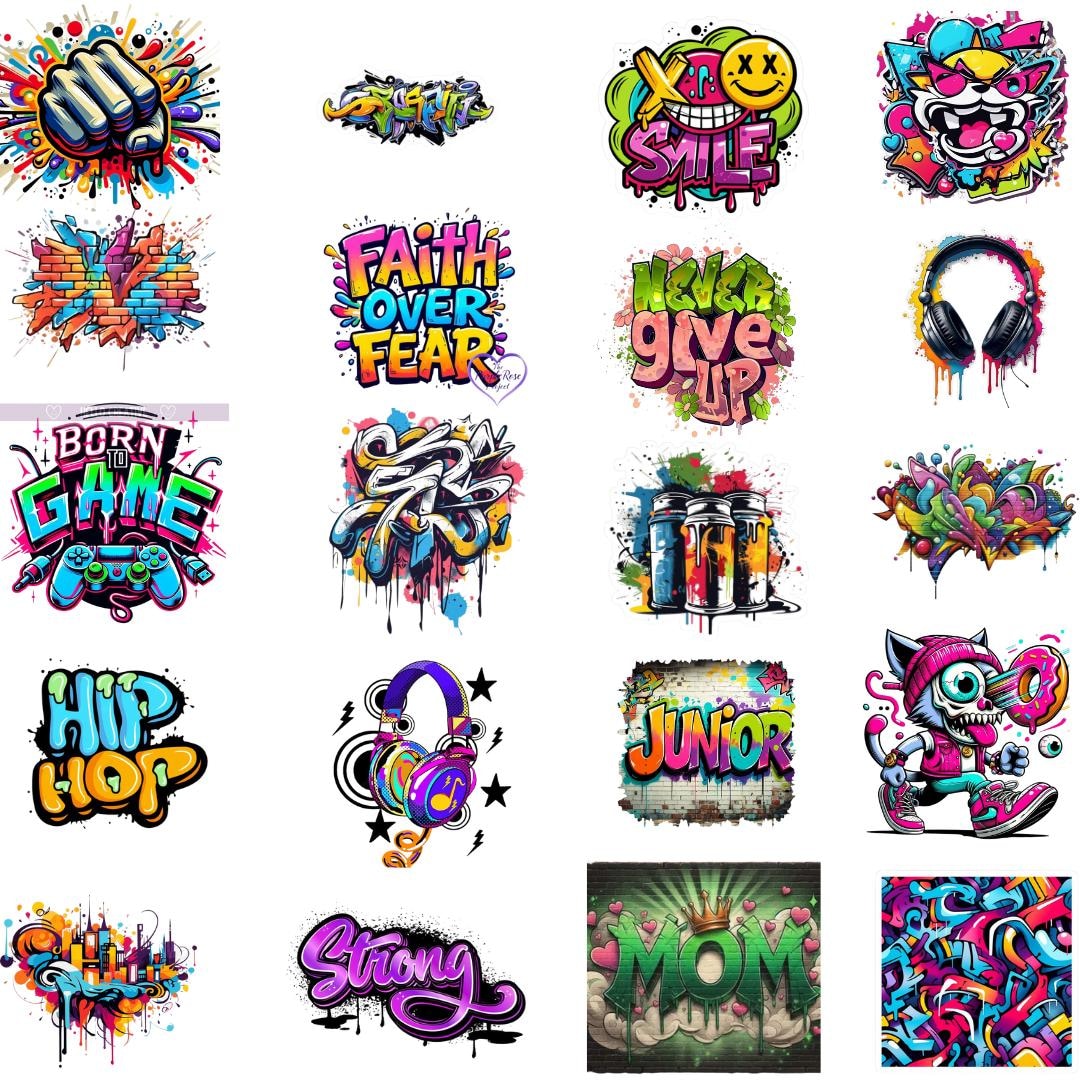 Colorful Graffiti PNG Bundle: Street Art Digital Files - Etsy