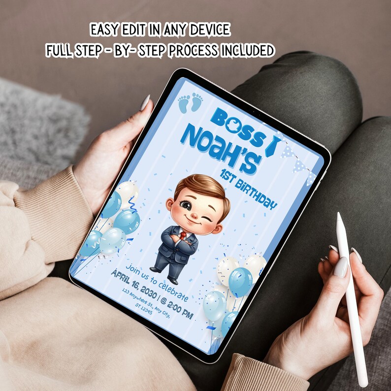 Editable Boss Baby Birthday Invitation, Baby Boss Invite, Custom Kids ...