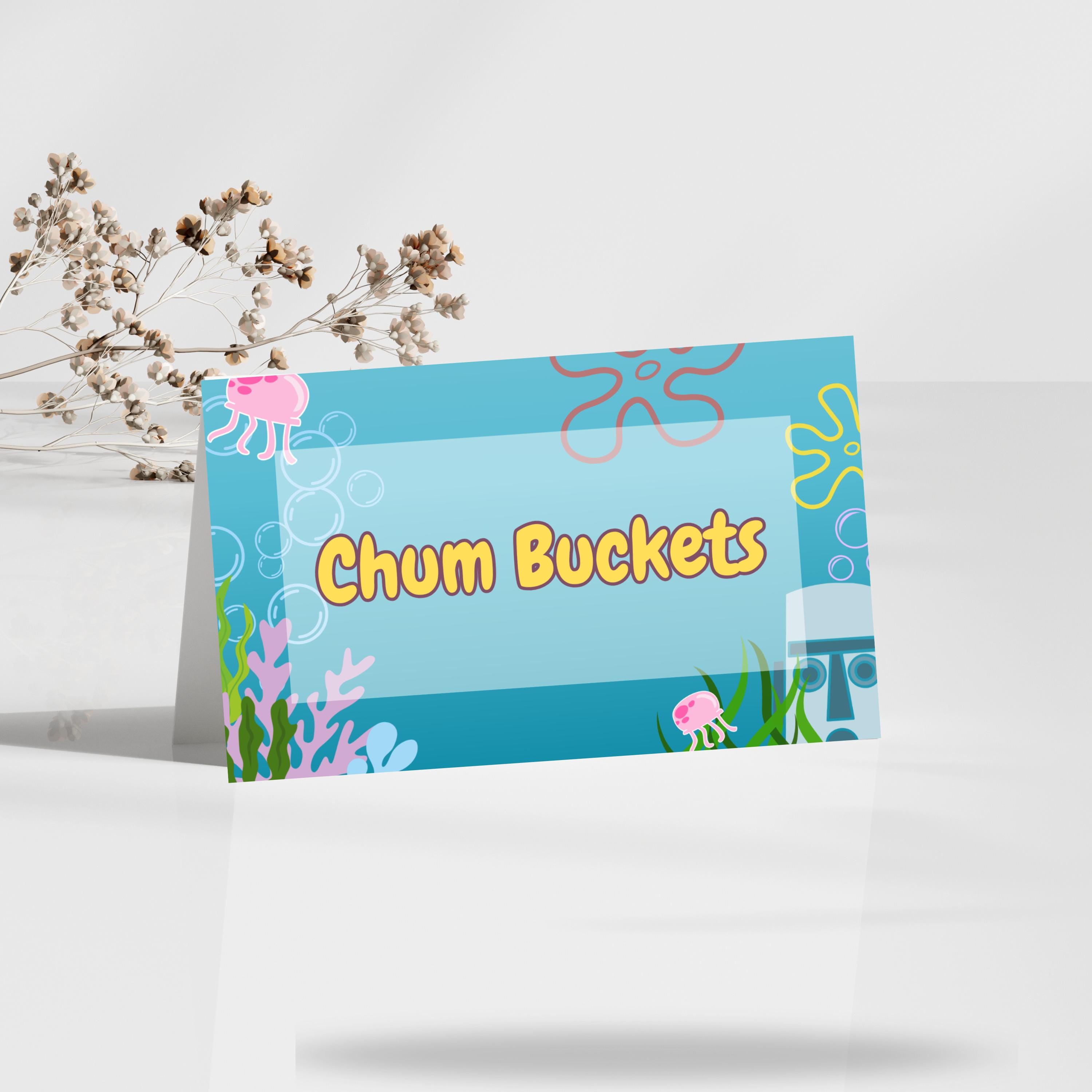 Sponge Under the Sea Food Labels: DIY Birthday Party Decor (canva ...