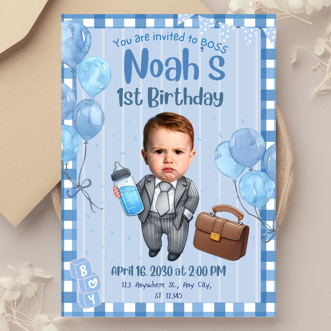 Custom Boss Baby Birthday Invitation, Photo Baby Invitation, Little ...