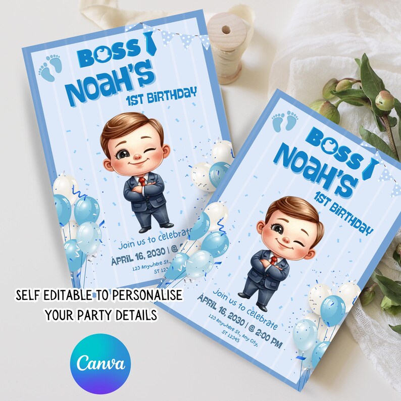 Editable Boss Baby Birthday Invitation, Baby Boss Invite, Custom Kids ...