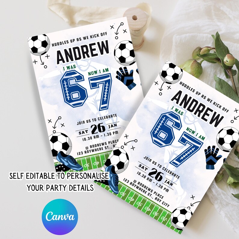 Football Six Seven Birthday Invitation, 6 7 Meme, Football 7th Birthday ...