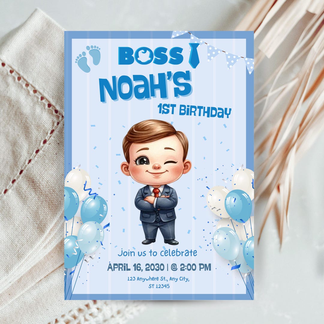 Editable Boss Baby Birthday Invitation, Baby Boss Invite, Custom Kids ...