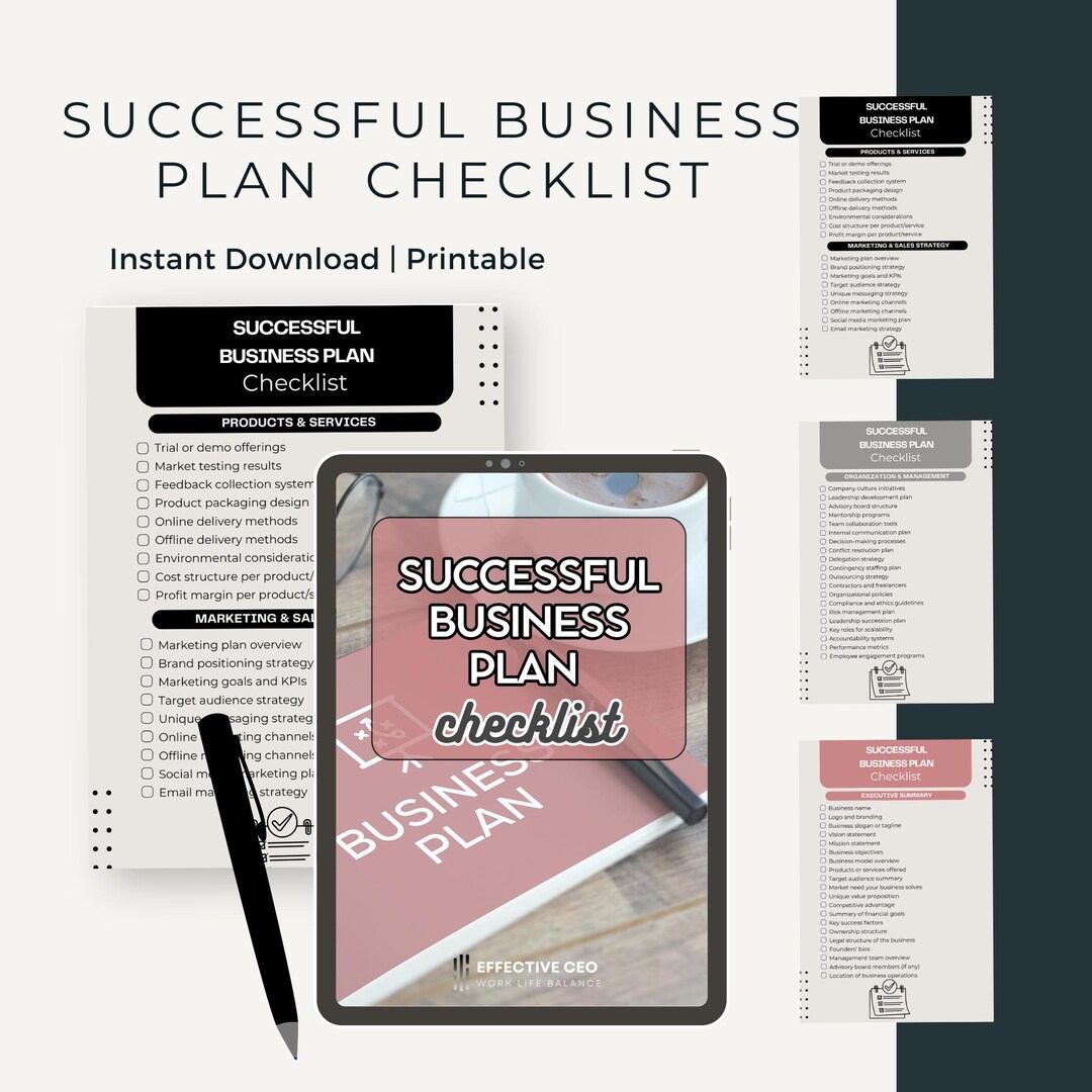 Business Plan Checklist: 250 Steps for Startups (PDF Download - Etsy