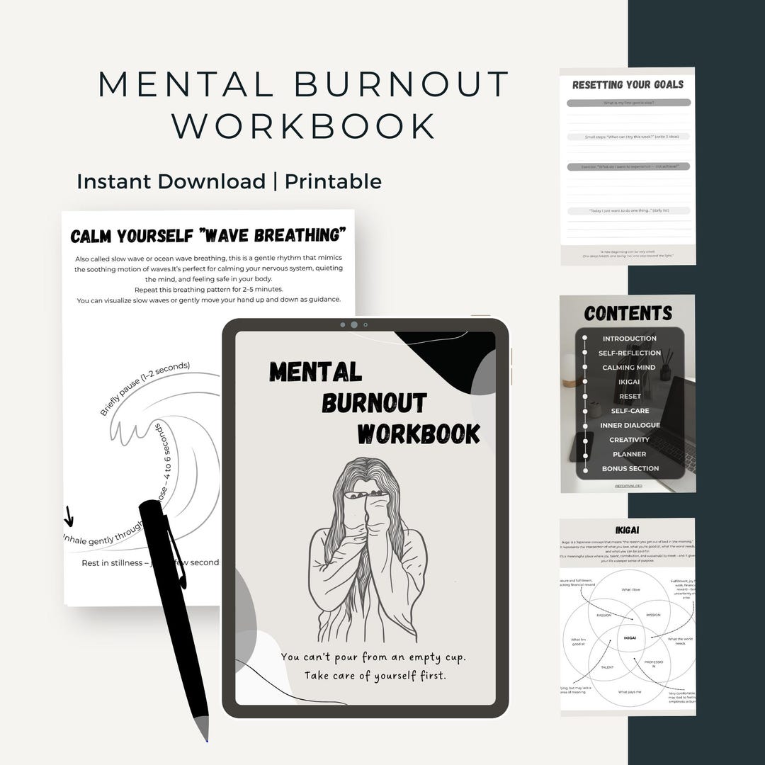 Burnout Recovery Workbook: Self-care Journal & Mental Health Reset (PDF ...