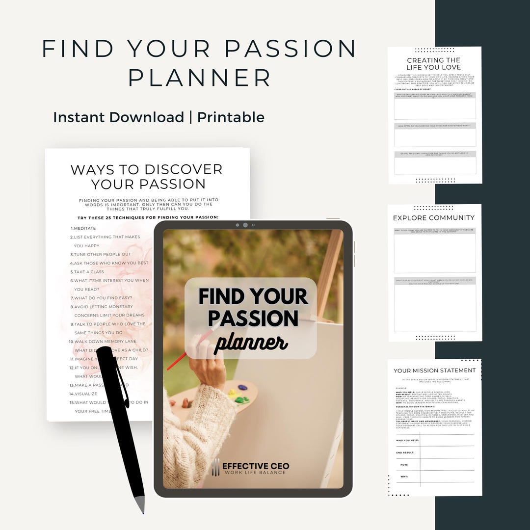 Passion Planner: Vision Board, Mindfulness & Life Purpose Worksheets ...