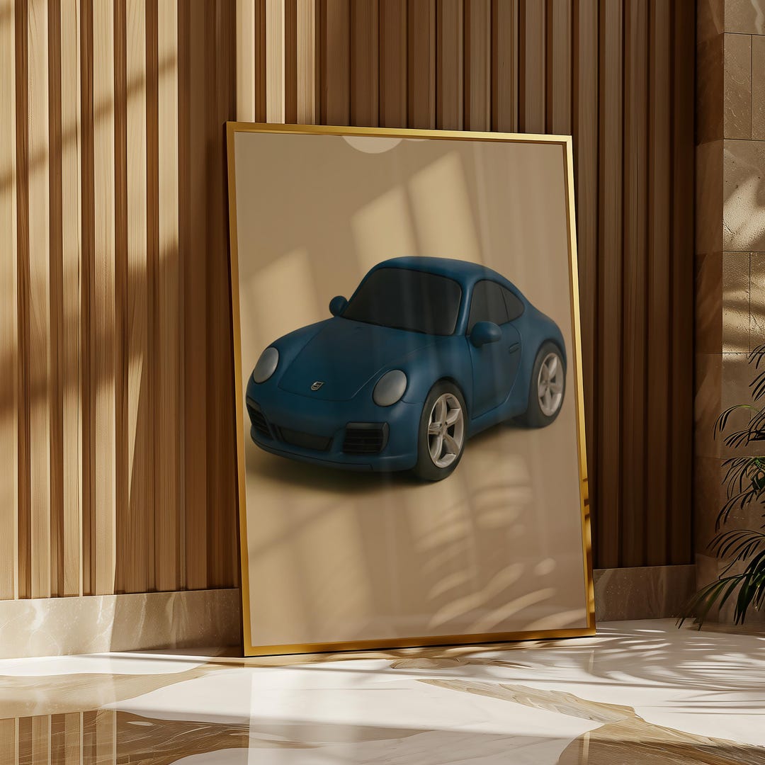 Clay Model Porsche 911 Poster | Cute Blue Porsche Wall Art | Minimal ...
